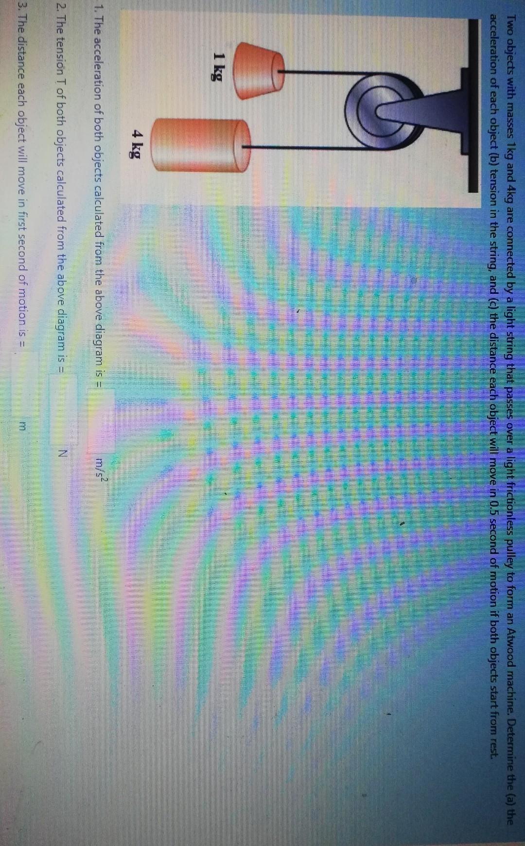 Solved Two objects with masses 1kg and 4kg are connected by | Chegg.com