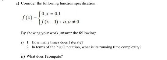 Solved Consider the following function specification: By | Chegg.com