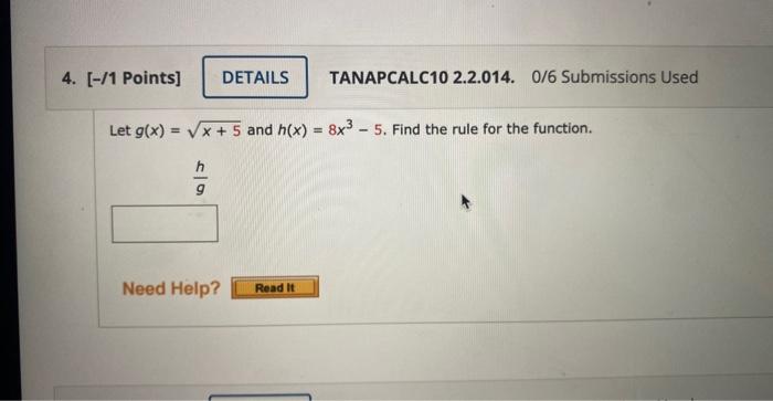 Solved Let g(x)=x+5 and h(x)=8x3−5. Find the rule for the | Chegg.com