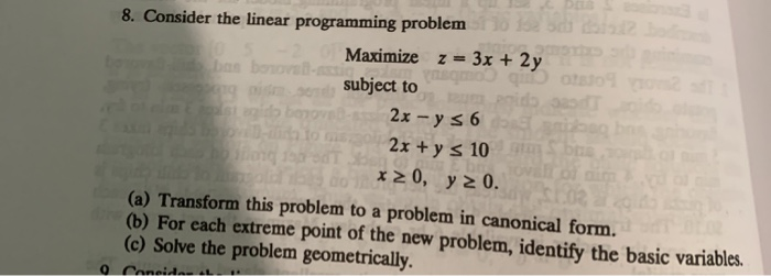 Solved 8. Consider the linear programming problem Maximize z | Chegg.com