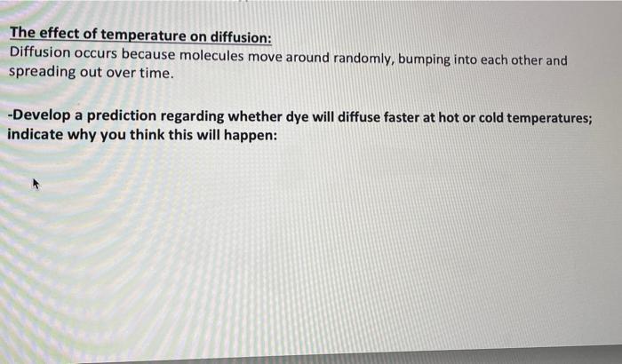 Table 5.1: Diffusion rate of methylene blue at two | Chegg.com