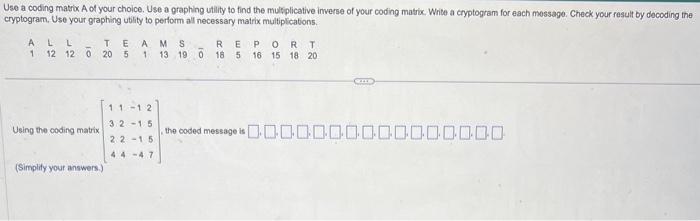 Solved Use a coding matrix. A of your choice. Use a graphing | Chegg.com
