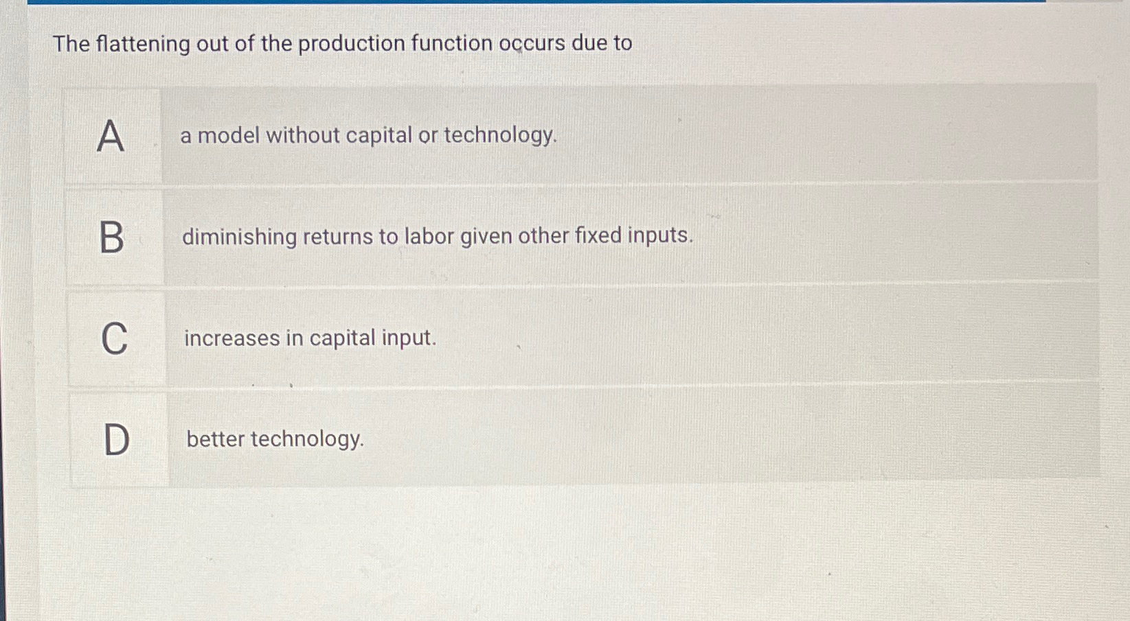 Solved The flattening out of the production function occurs | Chegg.com