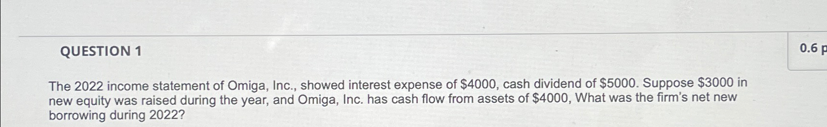 Solved QUESTION 1The 2022 ﻿income statement of Omiga, Inc., | Chegg.com