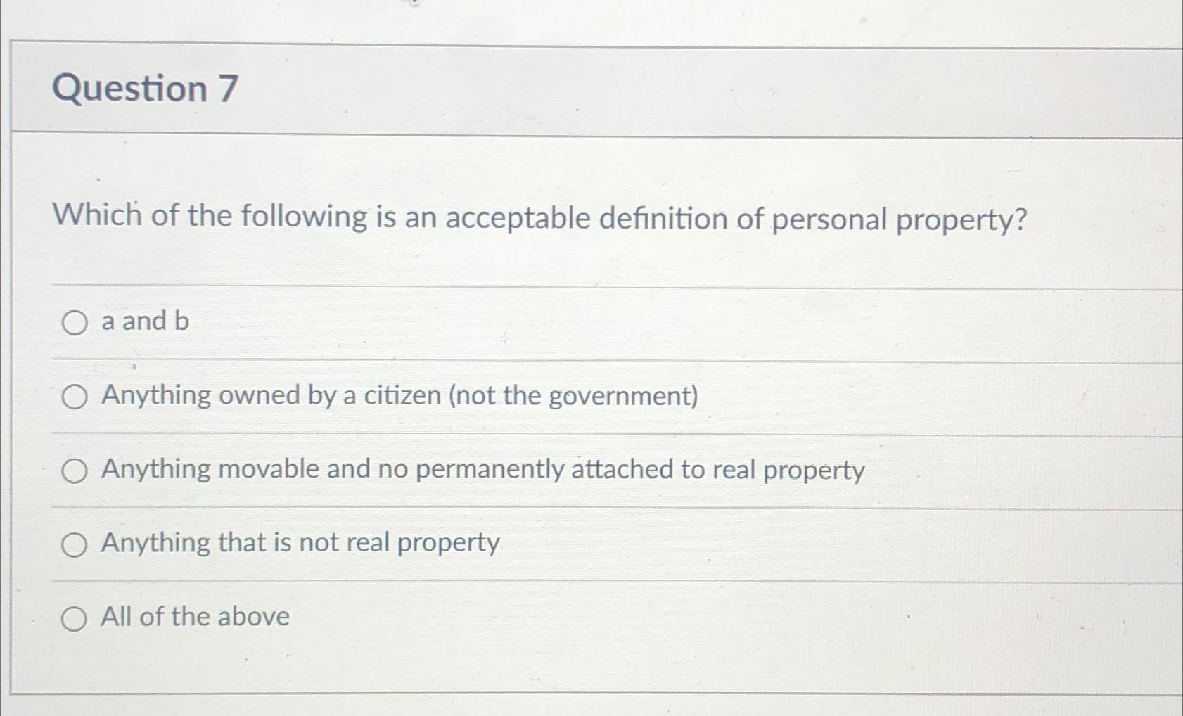 Solved Question 7Which of the following is an acceptable | Chegg.com