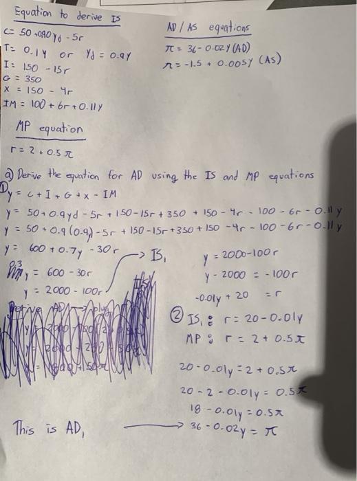 on a graph plot the IS MP and AS AD LRAS curves if | Chegg.com