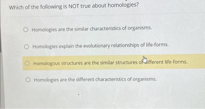 Solved Which of the following is NOT true about homologies? | Chegg.com