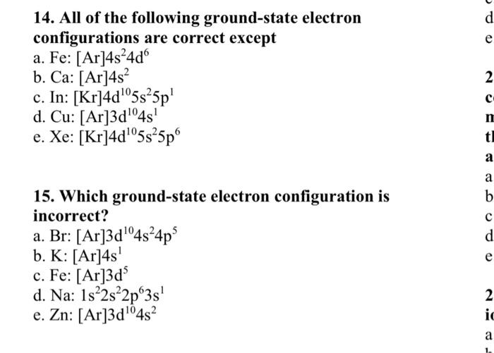Solved 14. All of the following ground-state electron | Chegg.com