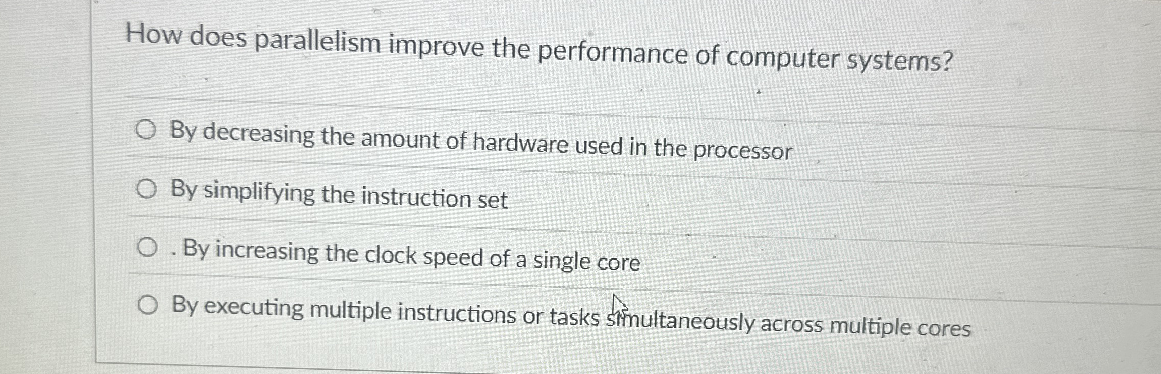 Solved How does parallelism improve the performance of | Chegg.com