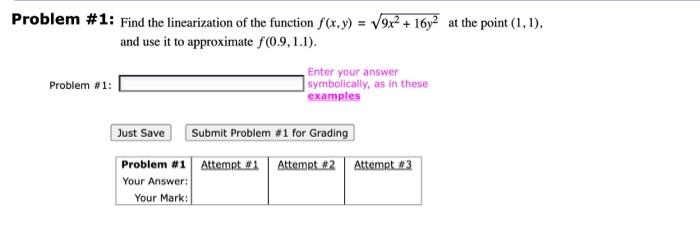 Solved Problem #1: Find the linearization of the function | Chegg.com
