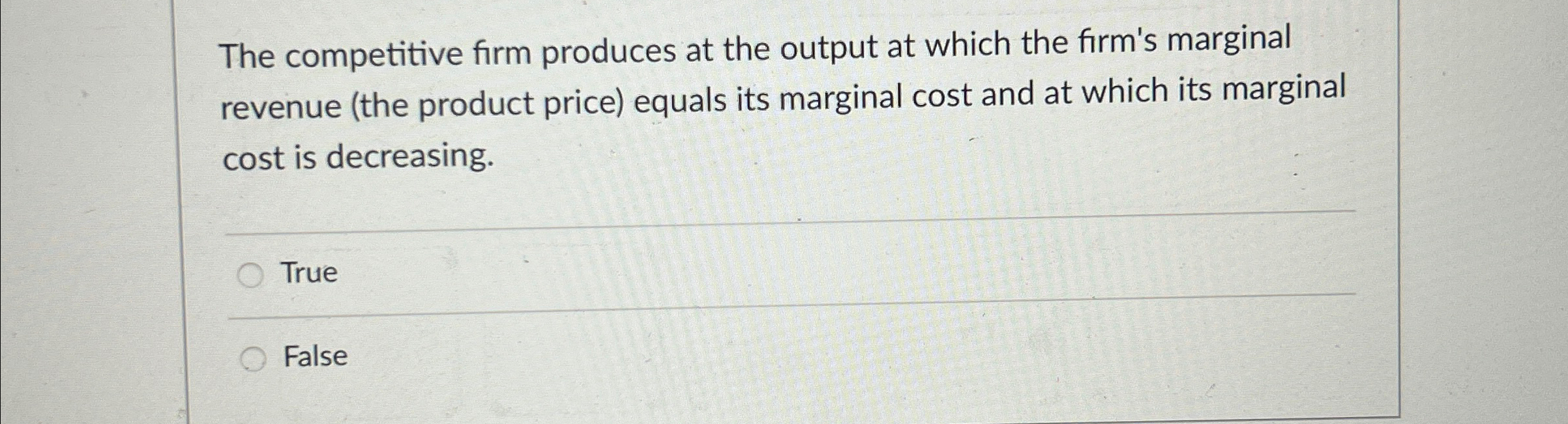 Solved The competitive firm produces at the output at which | Chegg.com