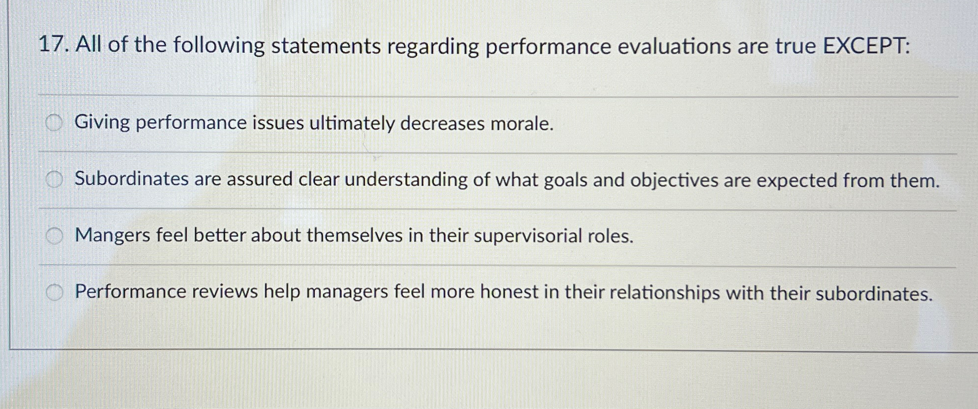 Solved All of the following statements regarding performance | Chegg.com