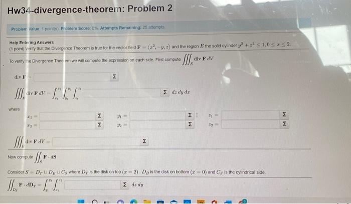Solved Hw34-divergence-theorem: Problem 2 Problem Valuepoint | Chegg.com