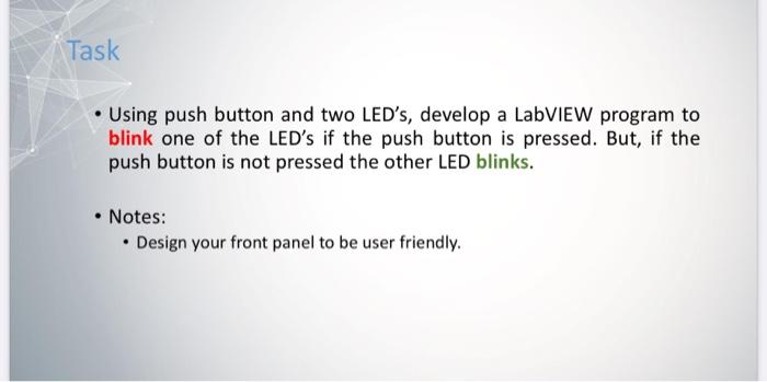 Solved Using Push Button And Two Leds Develop A Labview
