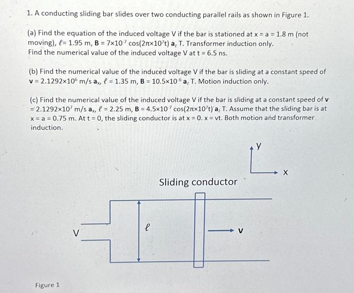 Solved 1. A conducting sliding bar slides over two | Chegg.com