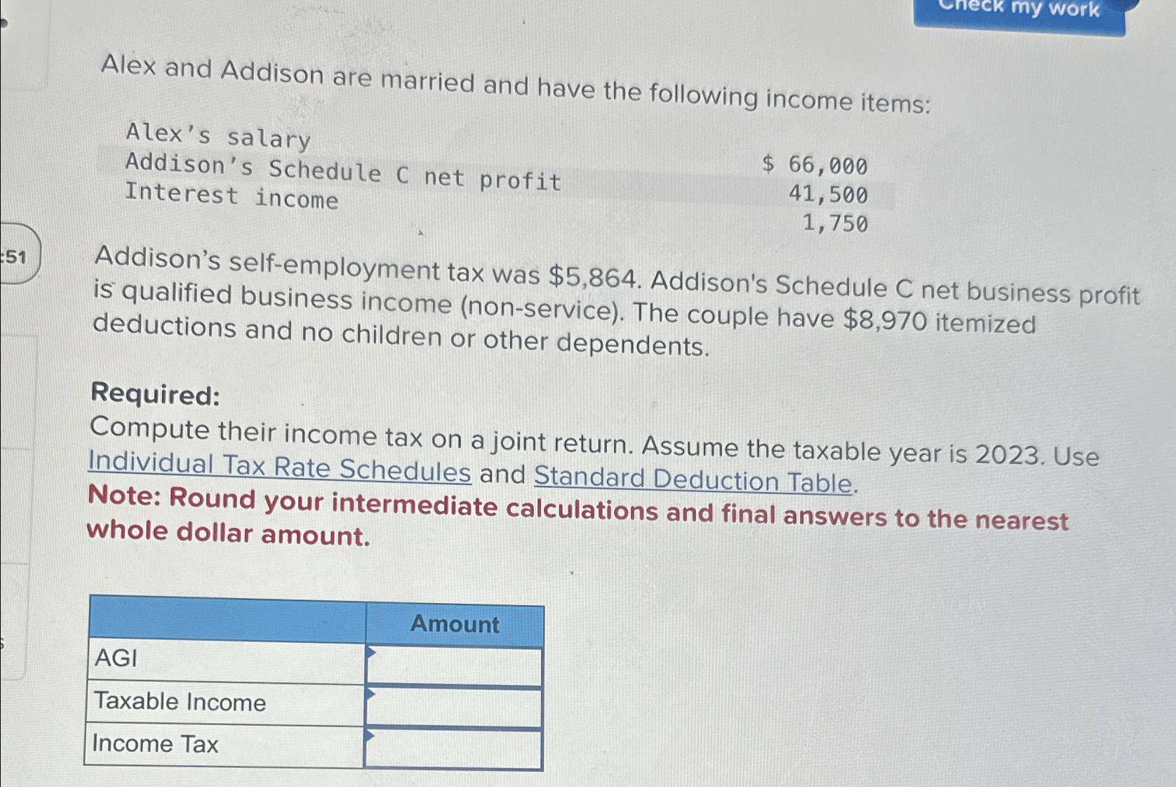 Solved Alex and Addison are married and have the following | Chegg.com