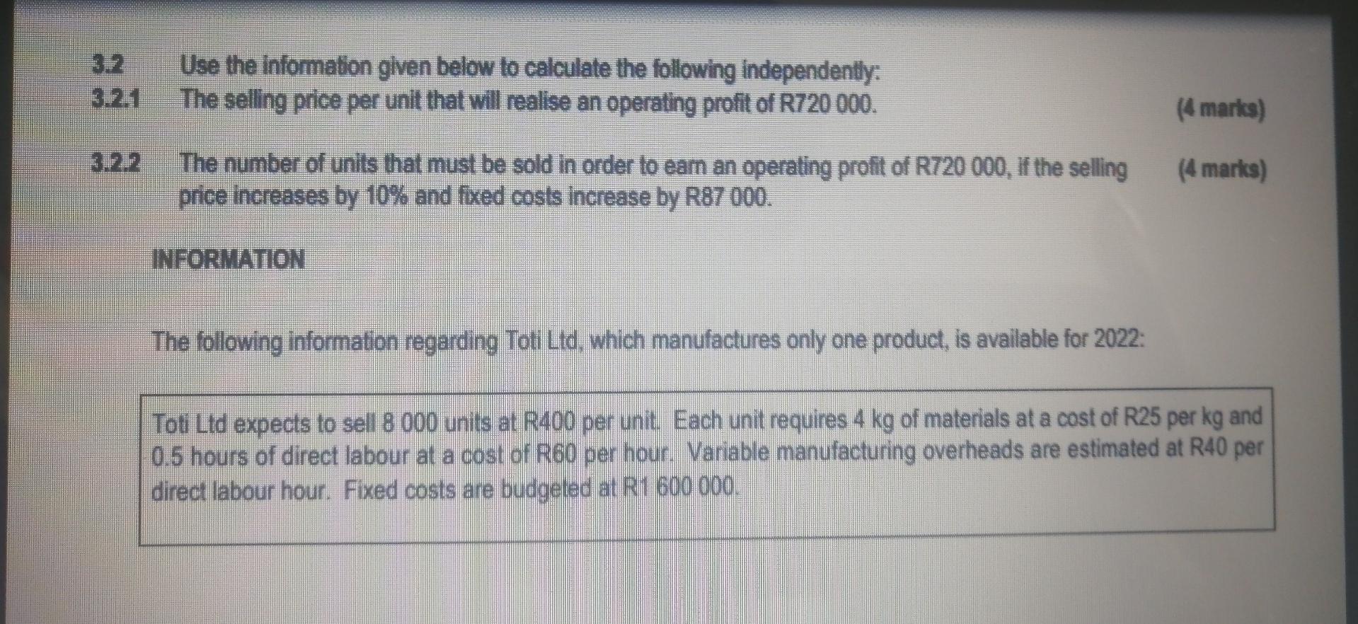 Solved Use the information given below to calculate the | Chegg.com
