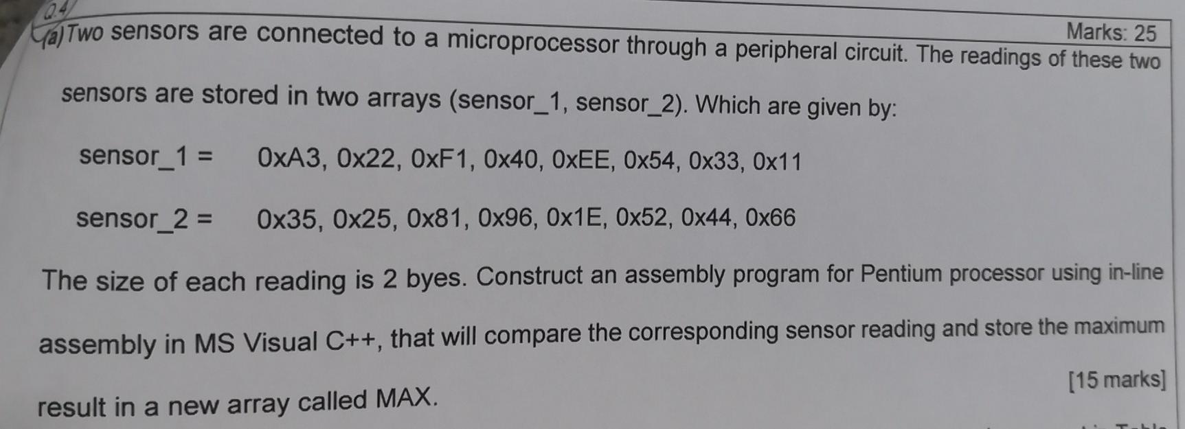 Two sensors are connected to a microprocessor through | Chegg.com