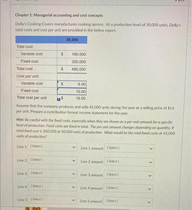 Solved Chapter 1: Managerial Accounting and Cost Concepts | Chegg.com