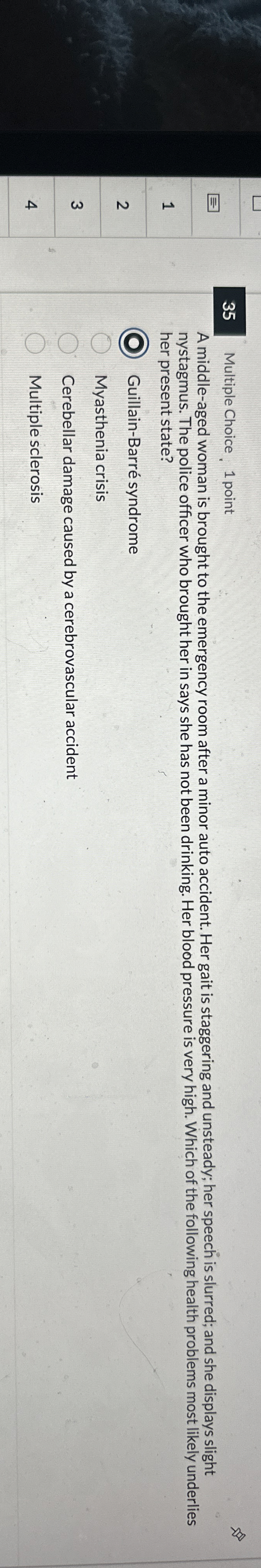 Solved 35Multiple Choice, 1 ﻿pointA middle-aged woman is | Chegg.com