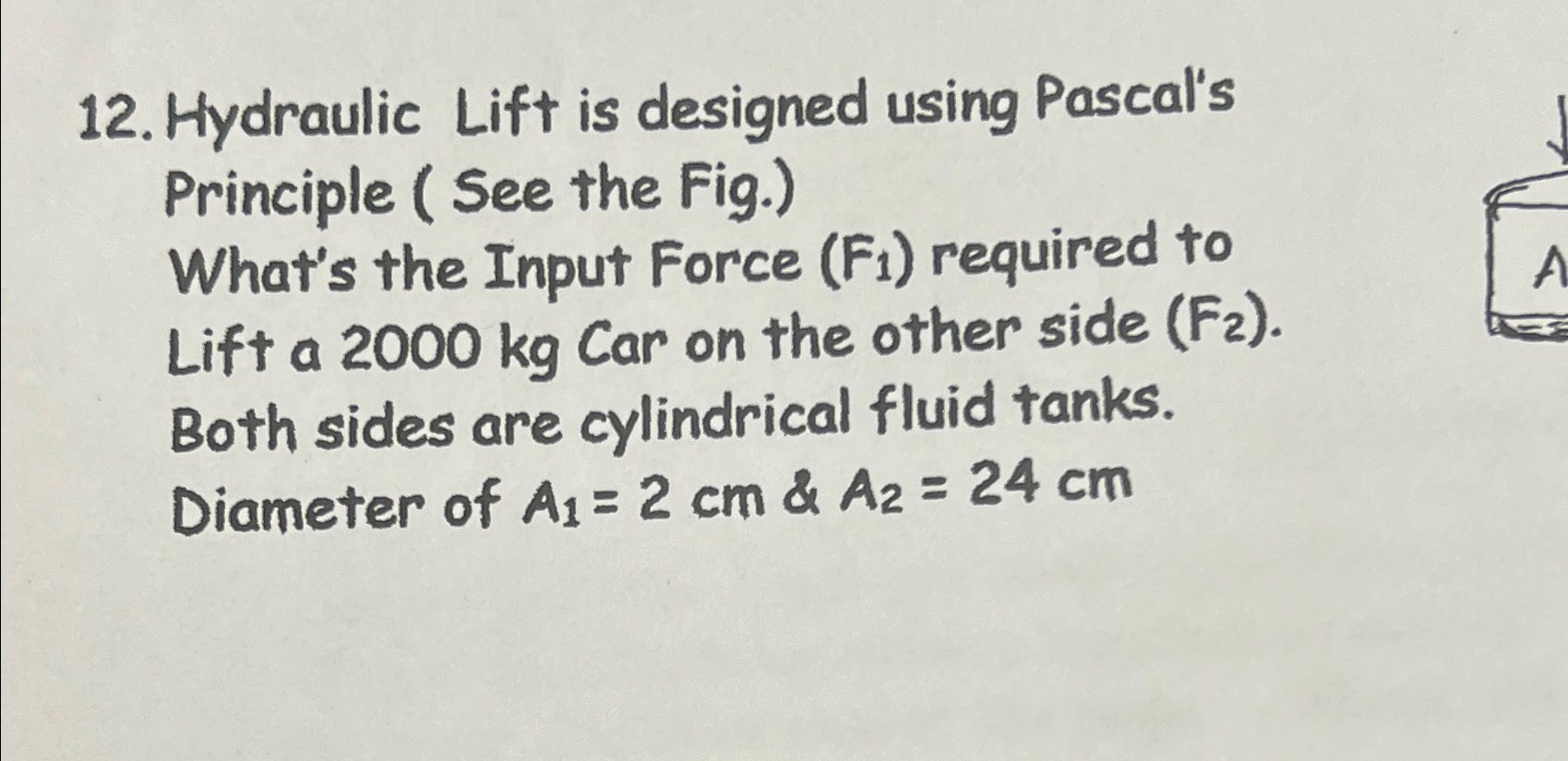 Solved hydrHydraulic Lift is designed using Pascal's | Chegg.com
