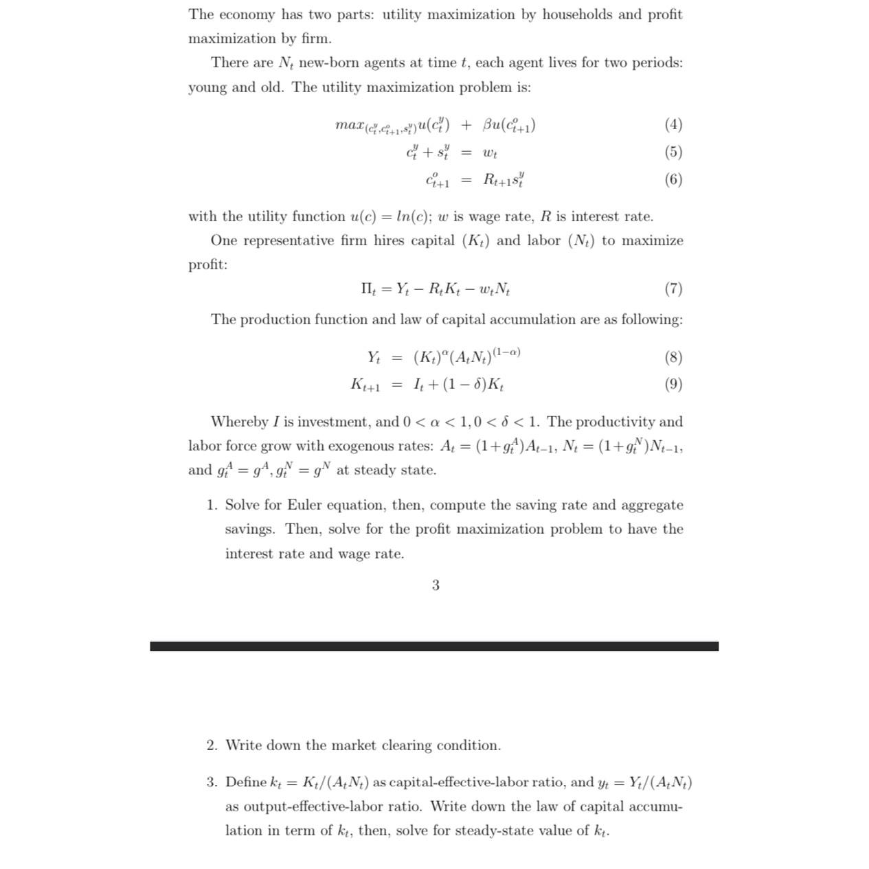 Solved The economy has two parts: utility maximization by | Chegg.com