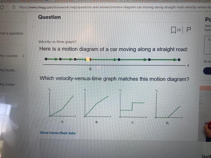 Solved Velocity-vs-time graph? Here is a motion diagram of a | Chegg.com