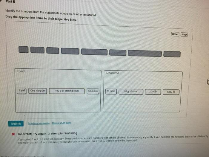 Solved Part E Identify the numbers from the statements above | Chegg.com