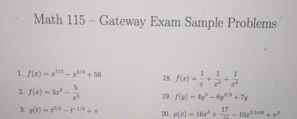 Math 115 - ﻿Gateway Exam Sample | Chegg.com