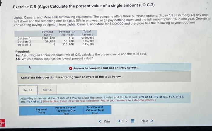 Solved Exercise C-9 (Algo) Calculate the present value of a | Chegg.com