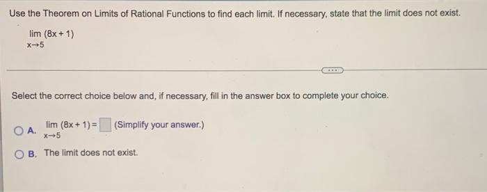 Solved Use The Theorem On Limits Of Rational Functions To
