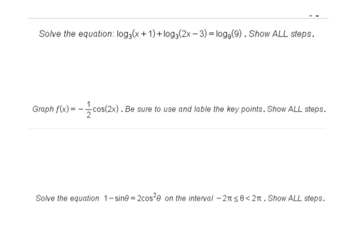Solved Solve the equation: logz(x + 1) +log3(2x - 3) = | Chegg.com