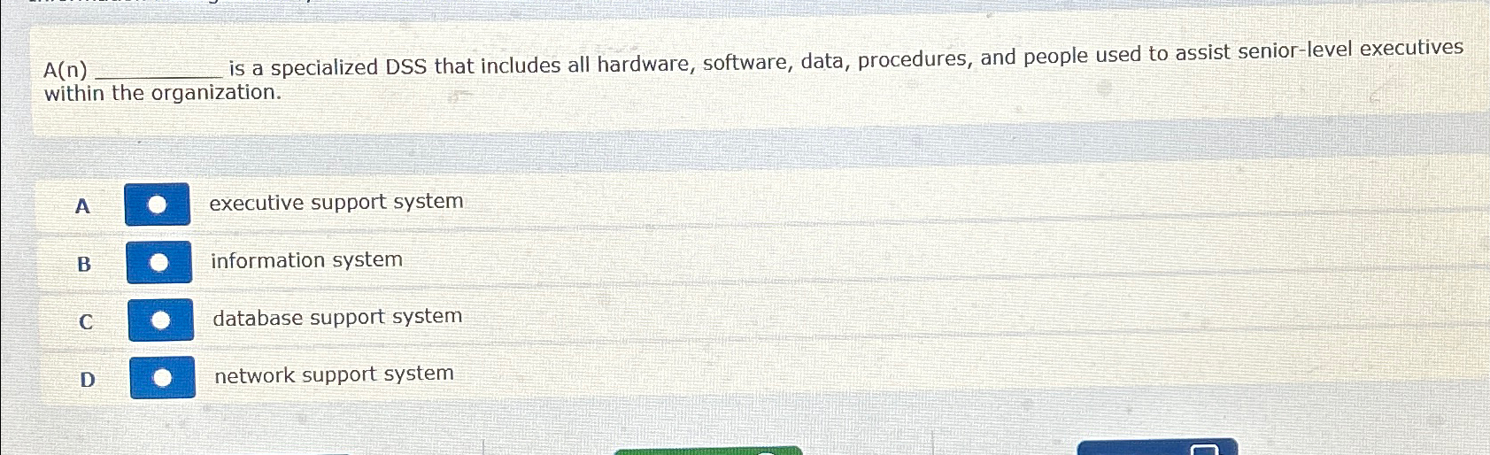 Solved A(n) q, ﻿is a specialized DSS that includes all | Chegg.com
