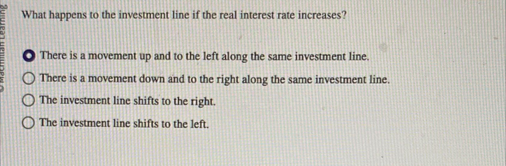 Solved What happens to the investment line if the real | Chegg.com
