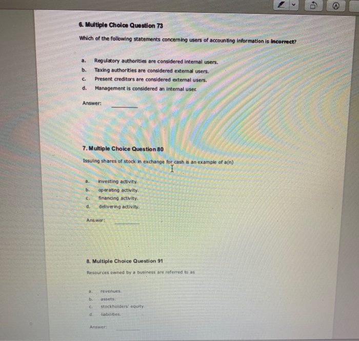 Solved 6. Multiple Choice Question 73 Which of the following | Chegg.com