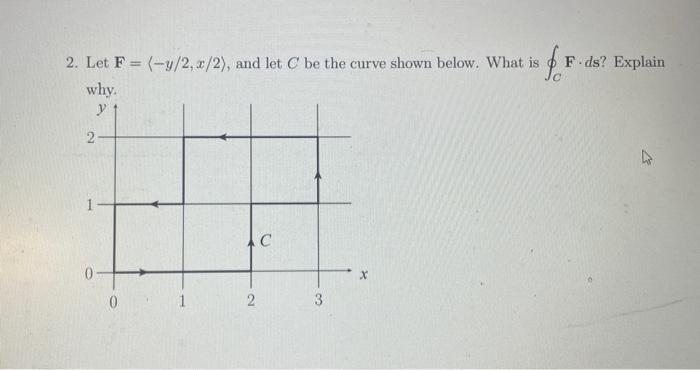 2. Let F= −y/2,x/2 , and let C be the curve shown | Chegg.com