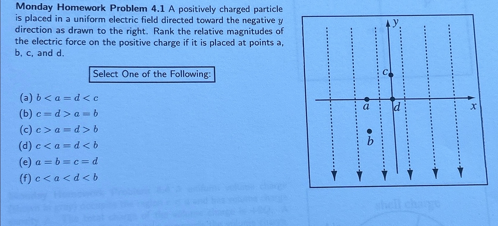 Solved Monday Homework Problem 4.1 ﻿A positively charged | Chegg.com
