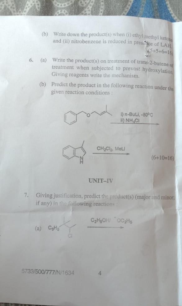 Solved (b) Write down the product(s) when (i) ethyl methyl | Chegg.com