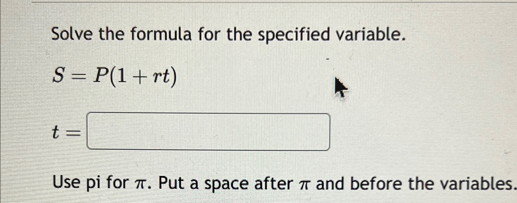 Solved Solve the formula for the specified | Chegg.com