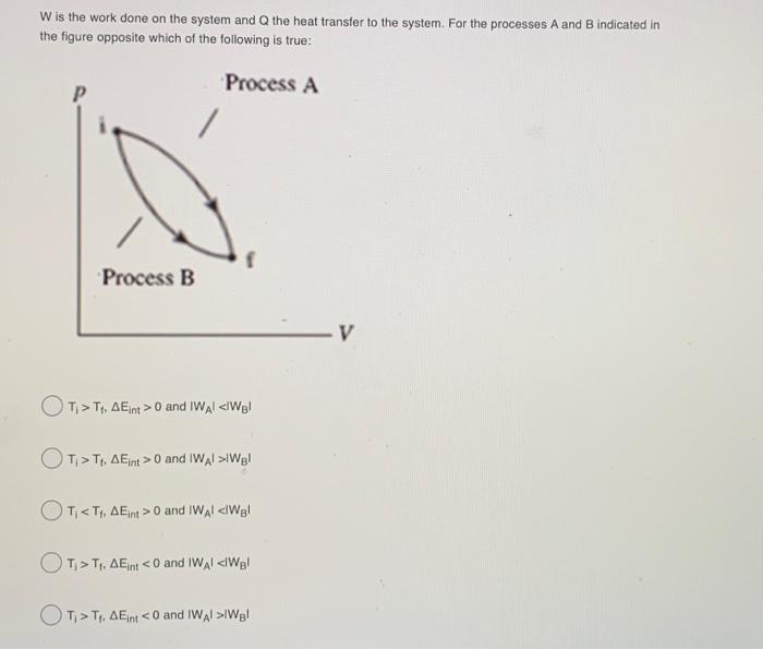 Solved W is the work done on the system and Q the heat | Chegg.com