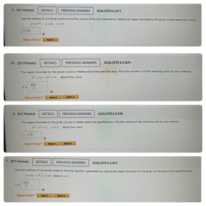 Solved 5. [0/1 Points] DETAILS PREVIOUS ANSWERS SCALCET8 | Chegg.com