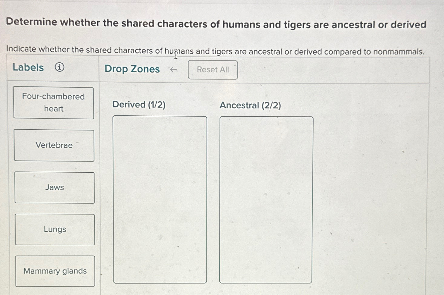 Solved Determine whether the shared characters of humans and | Chegg.com