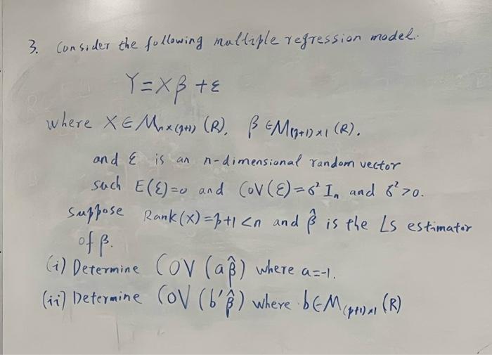 Solved 3. Consider the following maltiple regression model. | Chegg.com