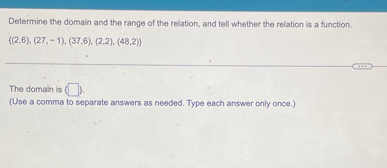 Solved Determine the domain and the range of the relation, | Chegg.com