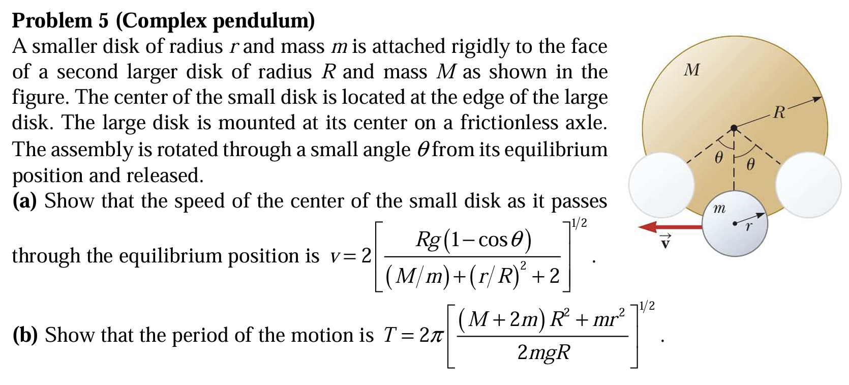 Solved Problem 5 (Complex ﻿pendulum)A smaller disk of | Chegg.com