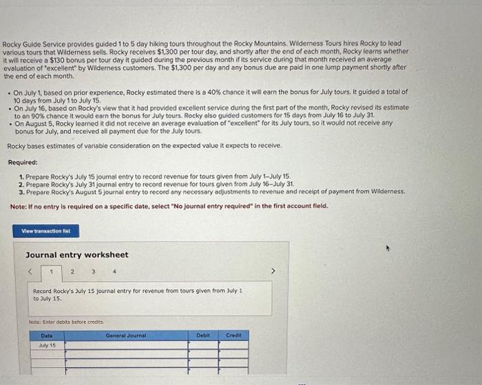 Solved Rocky Guide Service provides guided 1 to 5 day hiking | Chegg.com