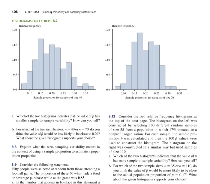 Solved 408 CHAPTER 8 Sampling Variability and Sampling | Chegg.com