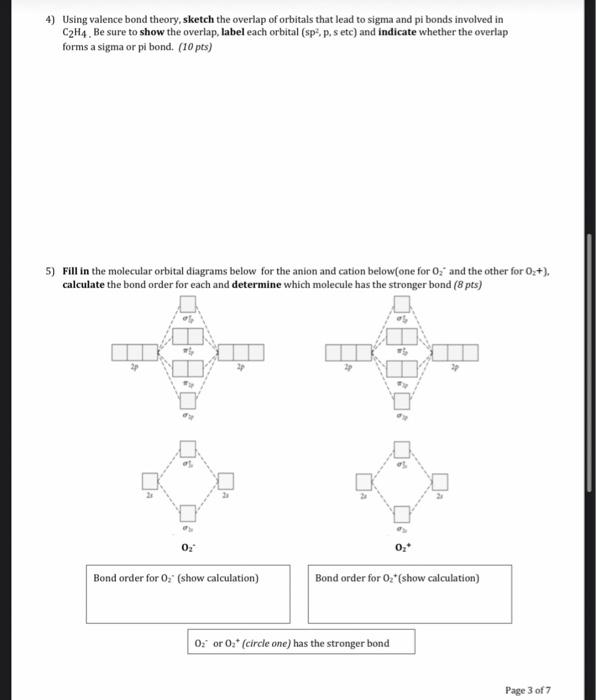 Solved 4) Using valence bond theory, sketch the overlap of | Chegg.com