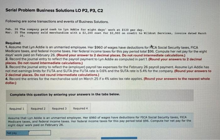 Solved Serial Problem Business Solutions LO P2, P3, C2 | Chegg.com