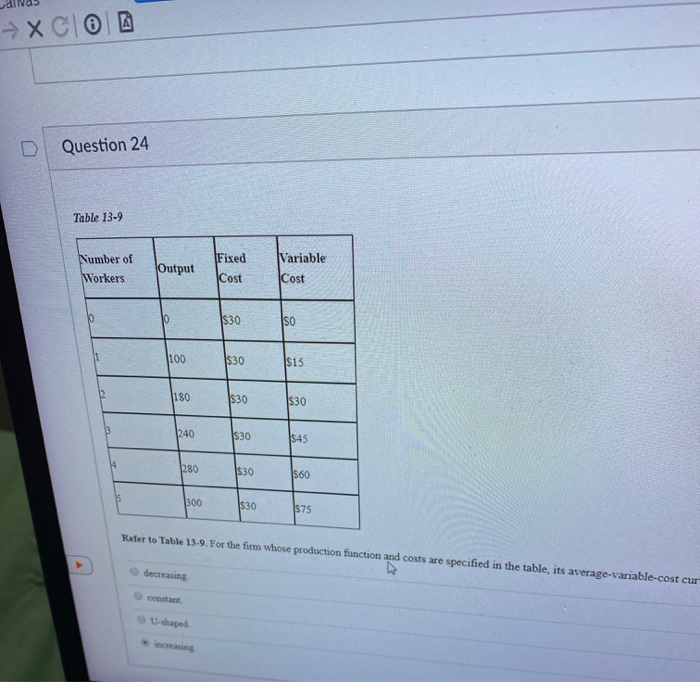Solved → Xc Question 24 Table 13 9 Number Of Output Fixed 